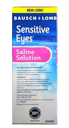 Bausch & Lomb Sensitive Eyes Plus Saline Solution, 24 Fl Oz (Pack of 2)