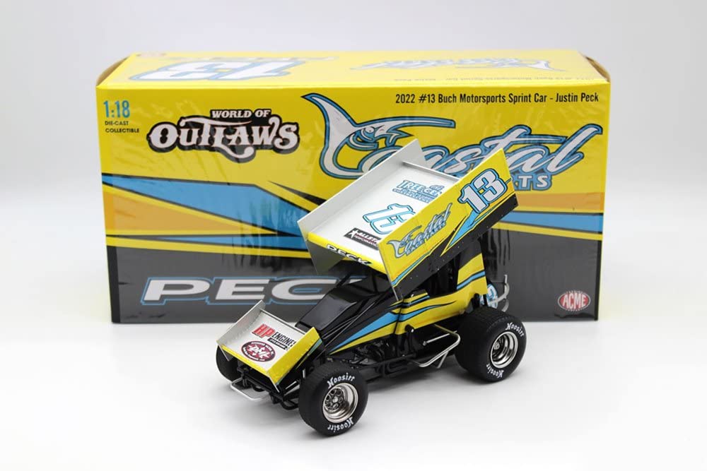 ModelToyCars 2022 Winged Sprint Car, #13 Justin Peck - Acme A1822007-1/18 Scale Diecast Car