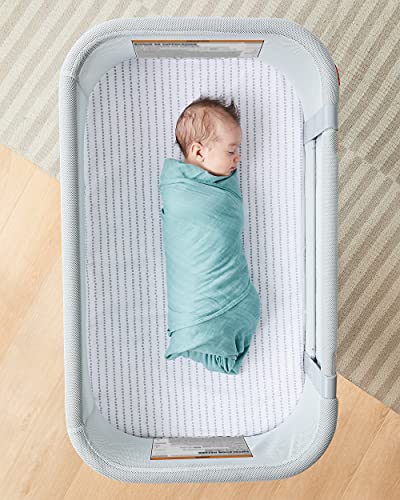 Skip Hop Baby Bassinet, Cozy Up 2-in-1 Bedside Sleeper & Bassinet, Grey