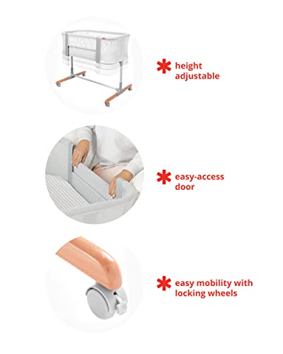 Skip Hop Baby Bassinet, Cozy Up 2-in-1 Bedside Sleeper & Bassinet, Grey