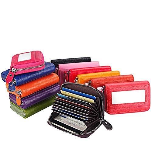Women's RFID Blocking 12 Slots Credit Card Holder Leather Accordion Wallet,coffee