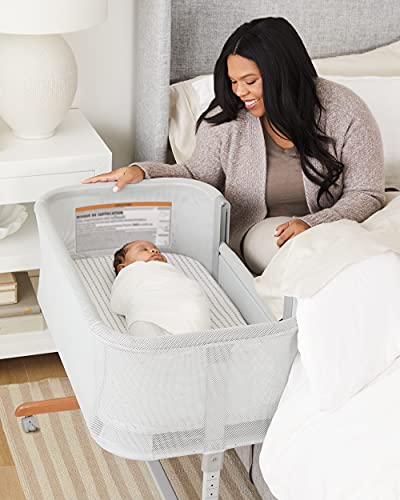 Skip Hop Baby Bassinet, Cozy Up 2-in-1 Bedside Sleeper & Bassinet, Grey
