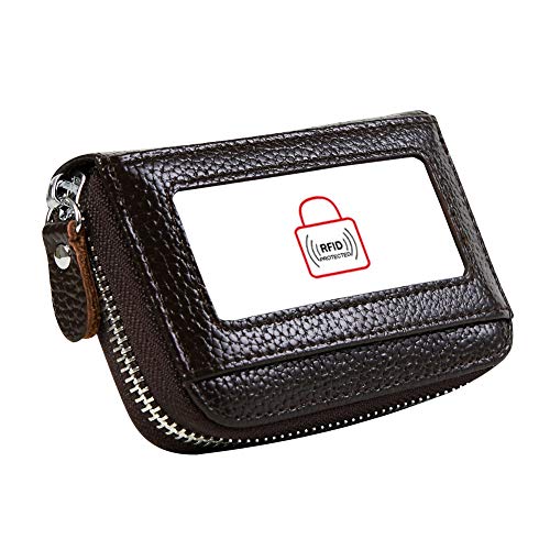 Women's RFID Blocking 12 Slots Credit Card Holder Leather Accordion Wallet,coffee