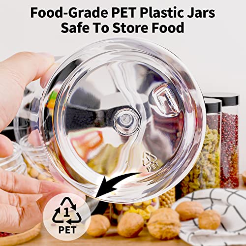 PLastic jars with lids 32 OZ & 16 OZ 24 PACK,Eiark Clear Plastic Storage Jars Containers with Airtight Black Plastic Screw On Lids Cylinder Large Round Jars Easy Clean for Household and Kitchen