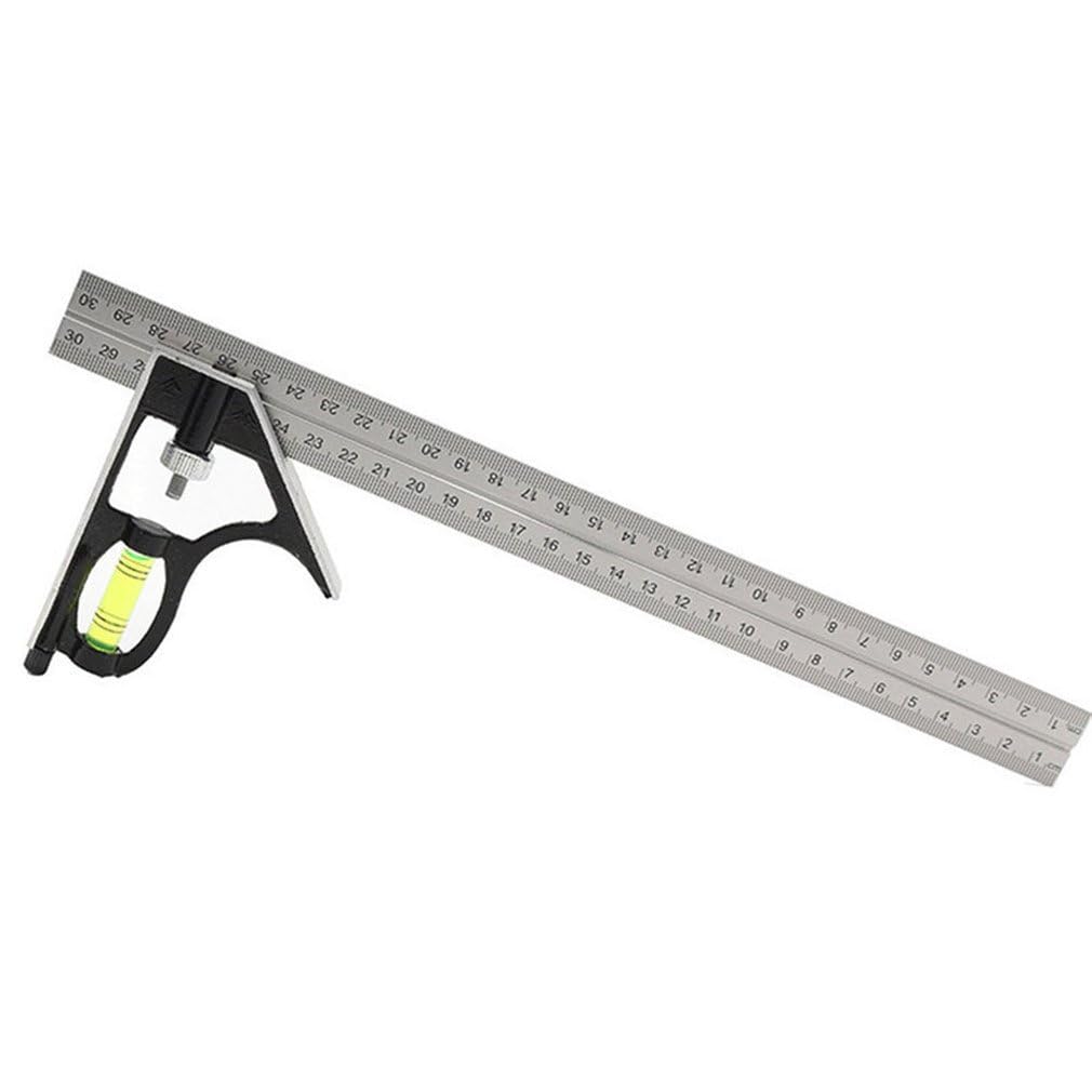 Dtacke 300mm/12 Precise Stainless Steel Adjustable Sliding Combination Square Set Right Angle Ruler Adjustable Leveled Square Head Right Angle Ruler