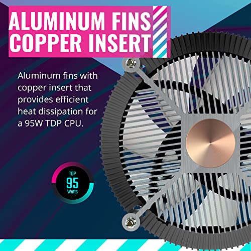 Cooler Master i70C LGA1700 ARGB Intel Low-Profile CPU Air Cooler, Anodized Black Aluminum Fins, Copper Insert Base, 95W TDP CPU Support, 120mm ARGB 3-Pin Fan for Intel LGA1700 For Desktop