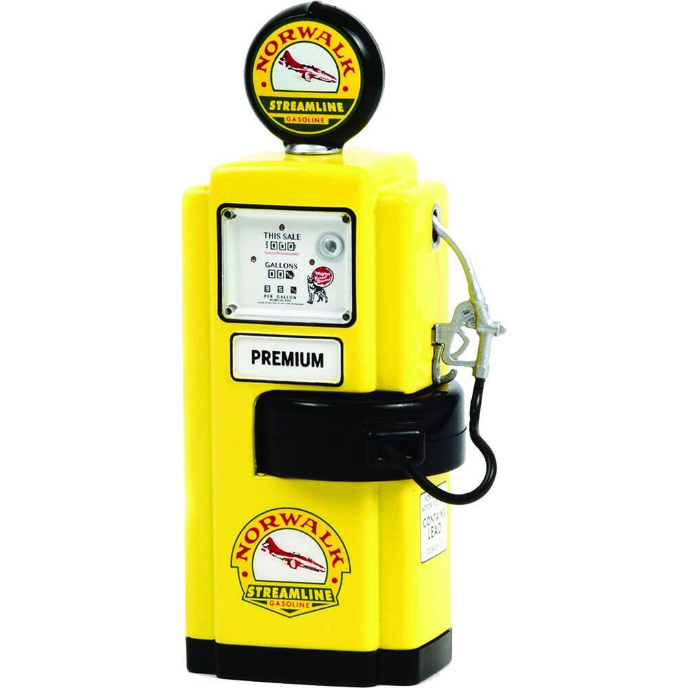 ModelToyCars 1948 Wayne 100-A Gas Pump Norwalk Gasoline, Yellow, Greenlight 14110A - 1/18 Scale Diecast Gas Pump