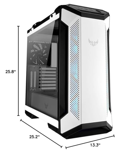 ASUS TUF Gaming GT501 White Edition Mid-Tower Computer Case for up to EATX Motherboards with 2 x USB 3.1 Front Panel, Smoked Tempered Glass, Steel Construction, and Four Case Fans