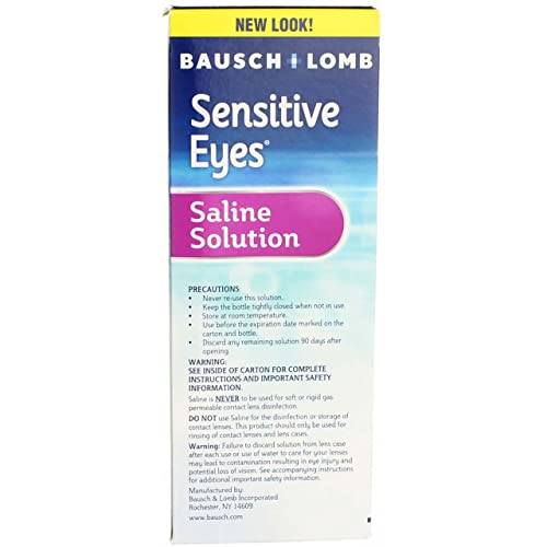 Bausch & Lomb Sensitive Eyes Plus Saline Solution, 12 Oz (Pack of 2)