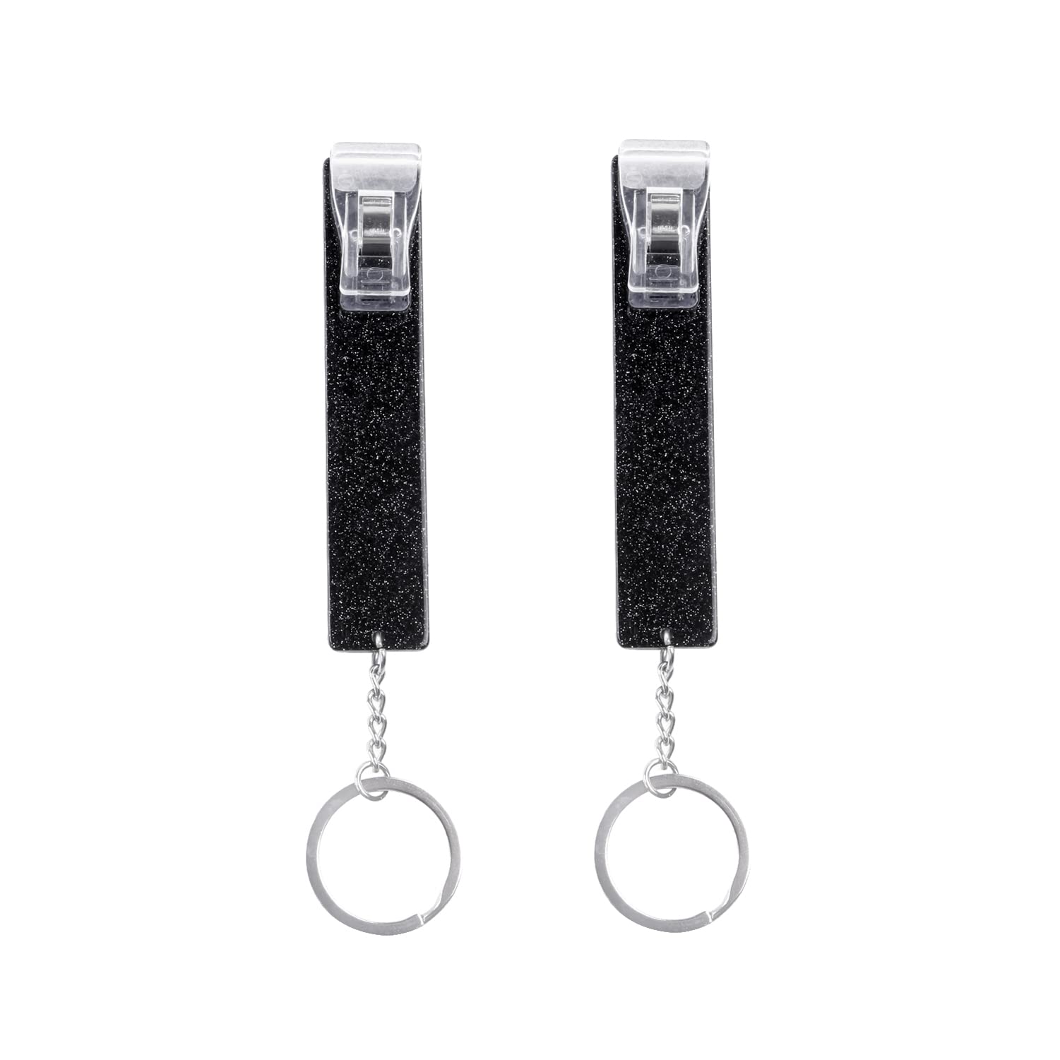 XIANGXING 【Newest Upgraded】 2 Pack Credit Card Puller, Cute Debit Bank Card Grabber for Long Nails ATM Keychain Women with Plastic Clip (Black+Black)