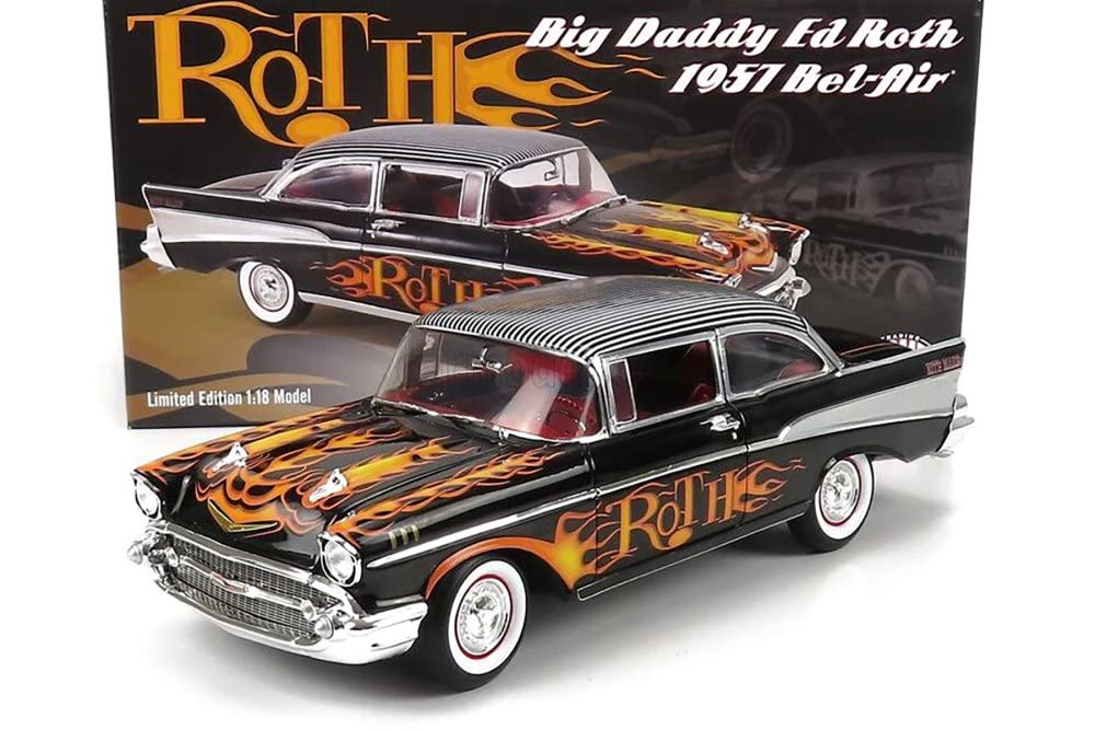 ModelToyCars 1957 Chevy Bel Air Hot Rod Big Daddy Ed Roth, Black - Acme A1807014-1/18 Scale Diecast Car