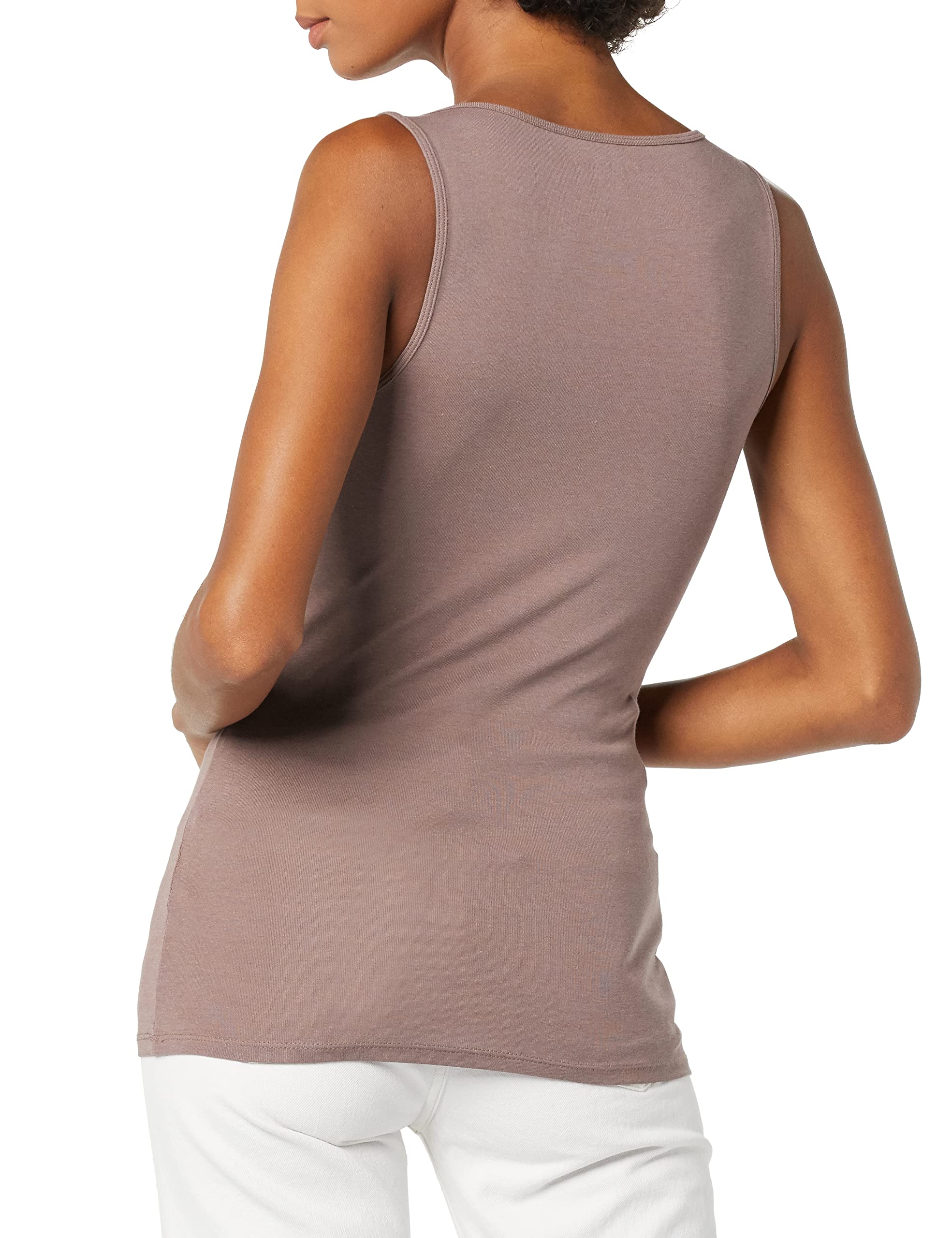 Amazon Essentials Women's Slim Fit Square Neck Tank, Pack of 2, Light Beige/Dark Taupe, Large