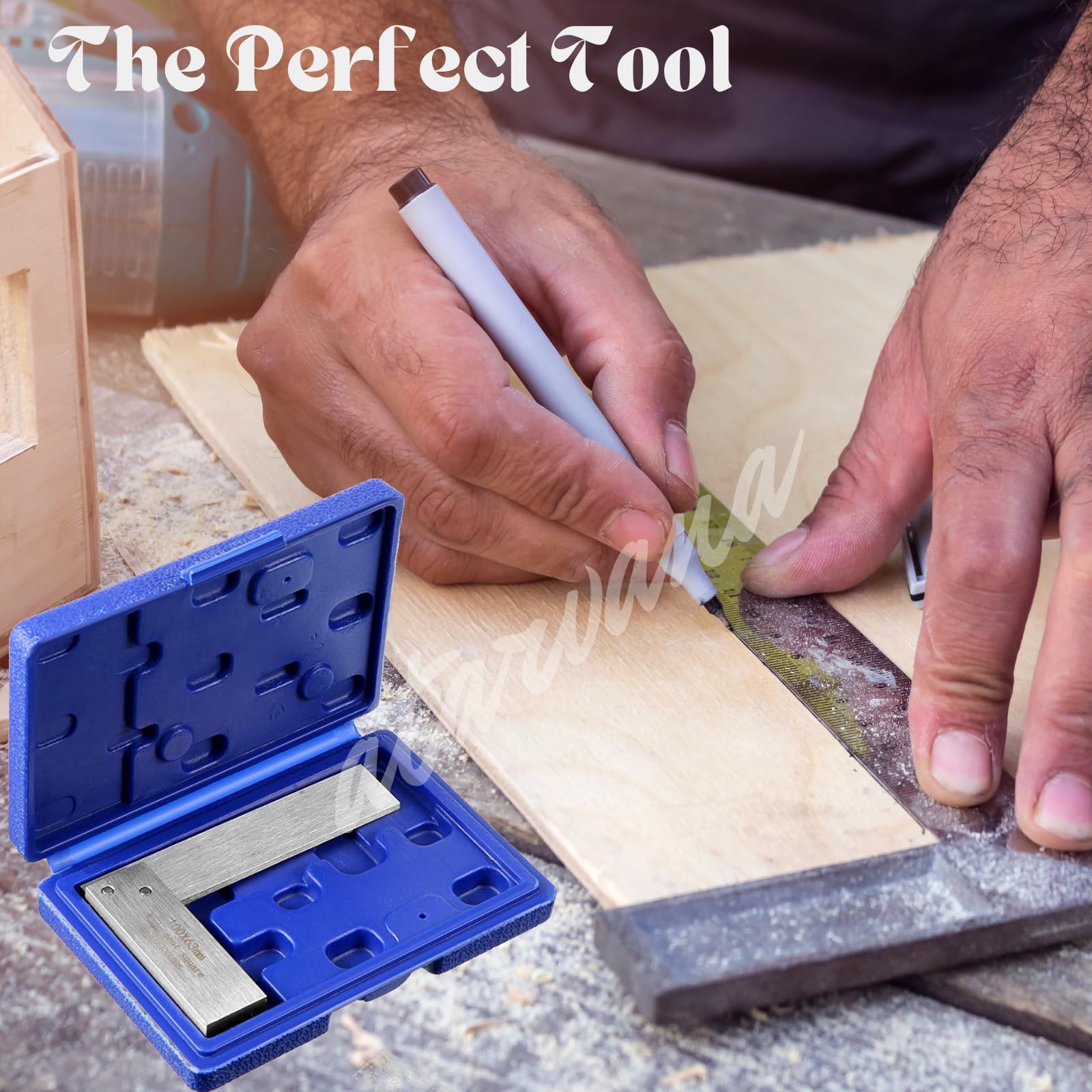 Machinist Square 5 Inch, Atarvana Mechanical Steel High 90 Degree Precision Square, Harden Carbon Steel Engineer Wide Base Square, L-Type Right Angle Ruler Tool for Woodworking