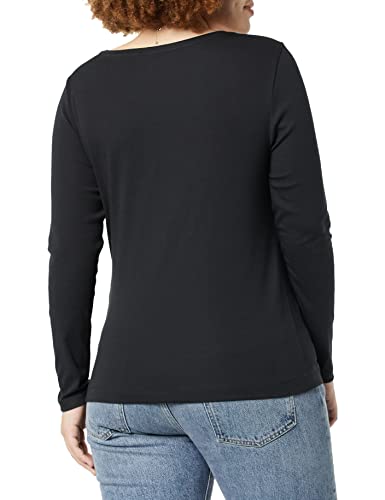 Amazon Essentials Women's Slim-Fit Long Sleeve Square Neck T-Shirt, Black, Small