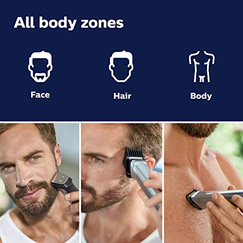 Philips Norelco Multi Groomer - 25 Piece Mens Grooming Kit for Beard, Body, Face, Nose, and Ear Hair Trimmer,Shaver, and Clipper with Premium Storage Case - NO Blade Oil Needed, MG7770/49