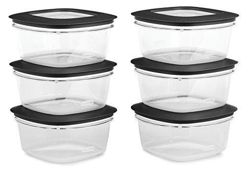 Rubbermaid Premier Food Storage Container, 5 Cup, 6-Pack, Grey