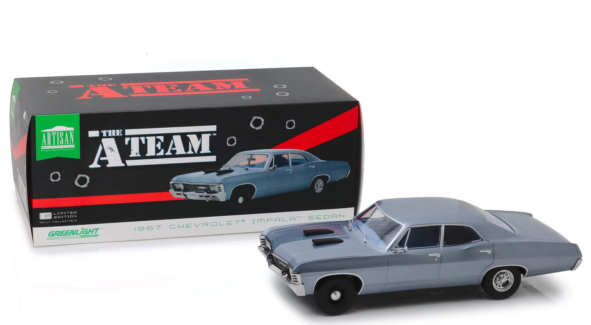 1967 Chevrolet Impala Sedan Steel Blue The A-Team (1983-1987) TV Series 1/18 Diecast Model Car by Greenlight 19047