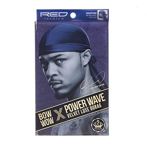 KISS RED Premium Bow Wow Power Wave Velvet Luxe Durag (Royal Blue)
