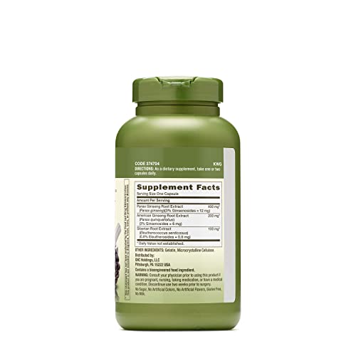 GNC Herbal Plus Triple Ginsa, 200 Capsules, Supports Vitality