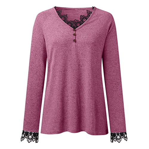 Plus Size Tops for Women Casual Spring Women's Flannel Plaid Jacket Long Sleeve Button Down Chest Pocketed Shirts Coats Shacket Pink