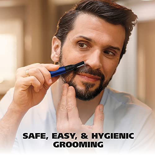 Wahl Lithium Pen Detail Trimmer with Interchangeable Heads for Nose, Ear, Neckline, Eyebrow, & Other Detailing β Rinseable Blades for Hygienic Grooming & Easy Cleaning β Blue β Model 5643-400
