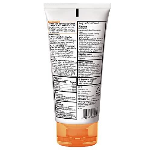 La Roche-Posay Anthelios Cooling Water Lotion Sunscreen for Body and Face, Broad Spectrum Sunscreen SPF, Absorbs Quickly, Water Resistant Every Day Sun Protection for Sensitive Skin