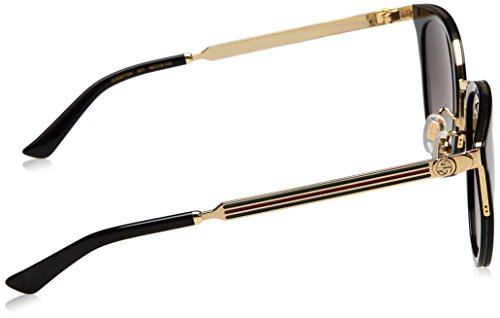 Gucci Design Sunglasses GG0077SK 001 Black Frame Gold Frame With Grey Lens