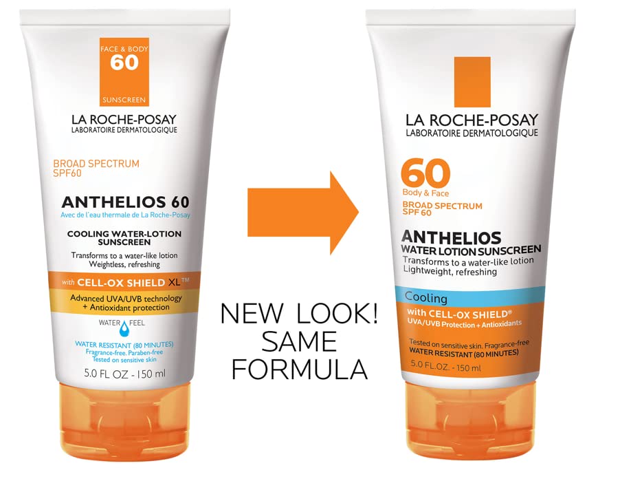 La Roche-Posay Anthelios Cooling Water Lotion Sunscreen for Body and Face, Broad Spectrum Sunscreen SPF, Absorbs Quickly, Water Resistant Every Day Sun Protection for Sensitive Skin
