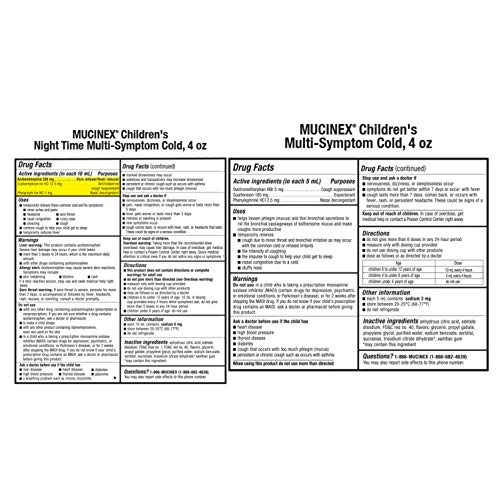 Mucinex Maximum Strength Fast-Max Congestion & Cough Nightshift Cold & Flu Liquid with Cold & Cough, Children's Multi-Symptom Day/Night Liquid, Very Berry, 8oz (2x4oz)