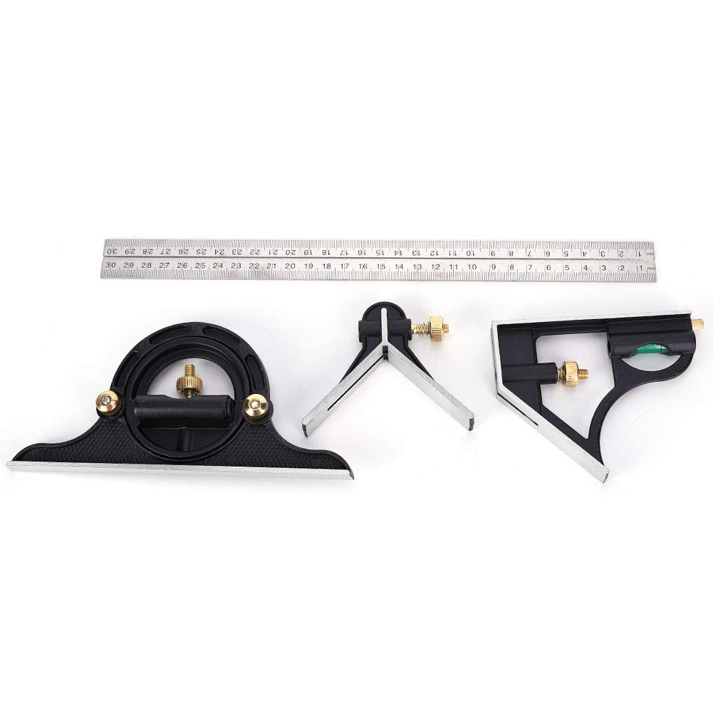 Combination Set 0 to 180° Carpentry Stainless Steel Angle Ruler Combination Tri Protractor Measure Tool