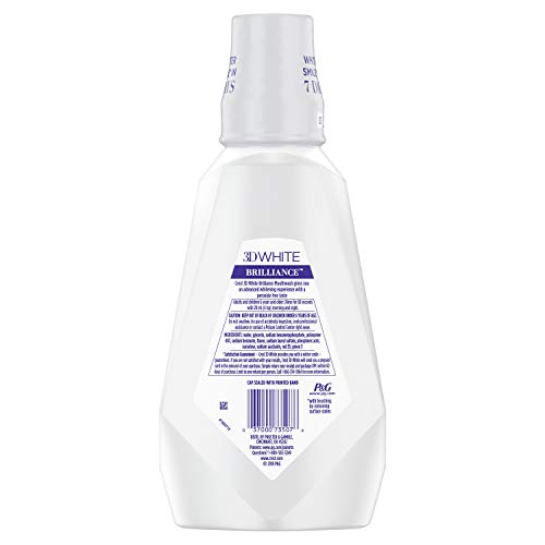 Crest 3D White Brilliance Whitening Mouthwash, Alcohol Free, Clean Mint, 1L (33.7 fl oz), Pack of 6