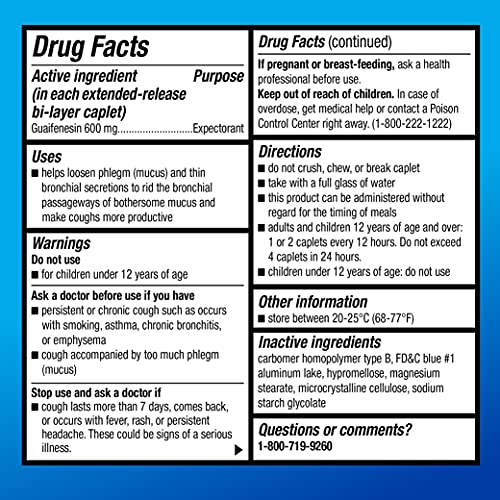 Amazon Basic Care Guaifenesin Cough and Mucus Relief Extended-Release Tablets, 600 mg, 12 Hour Expectorant Caplet 60 Count