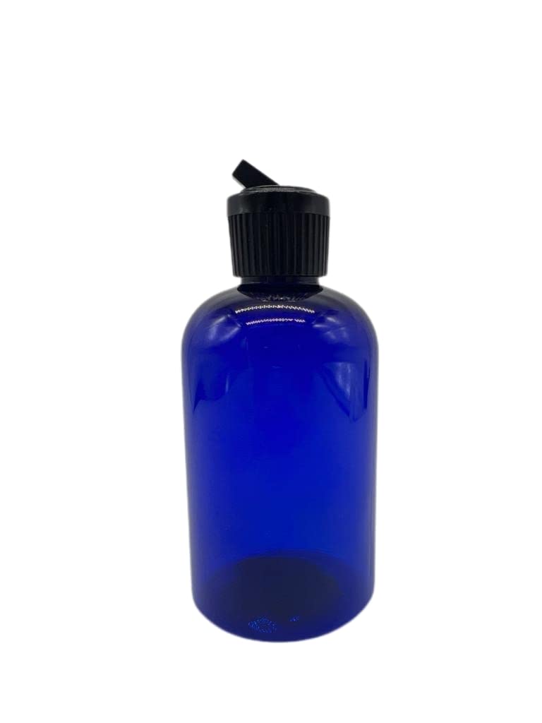 Natural Farms 4 oz Blue Boston BPA FREE Bottles - 12 Pack Empty Refillable Containers - Essential Oils Cleaning Products - Aromatherapy | Black Spout Cap - Made in the USA
