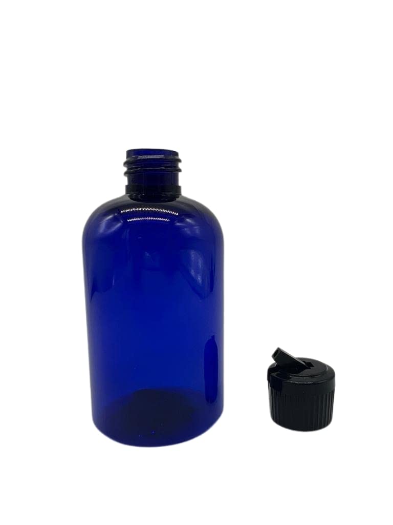 Natural Farms 4 oz Blue Boston BPA FREE Bottles - 12 Pack Empty Refillable Containers - Essential Oils Cleaning Products - Aromatherapy | Black Spout Cap - Made in the USA