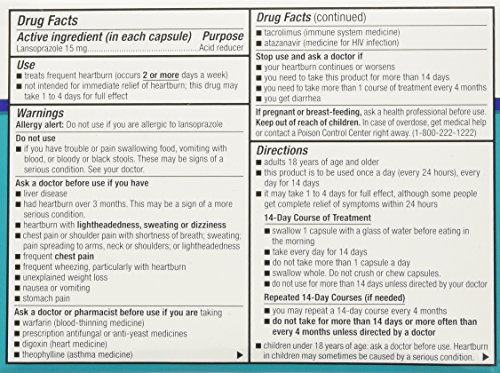 Equate - Lansoprazole 15 mg, Acid Reducer, 42 Capsules
