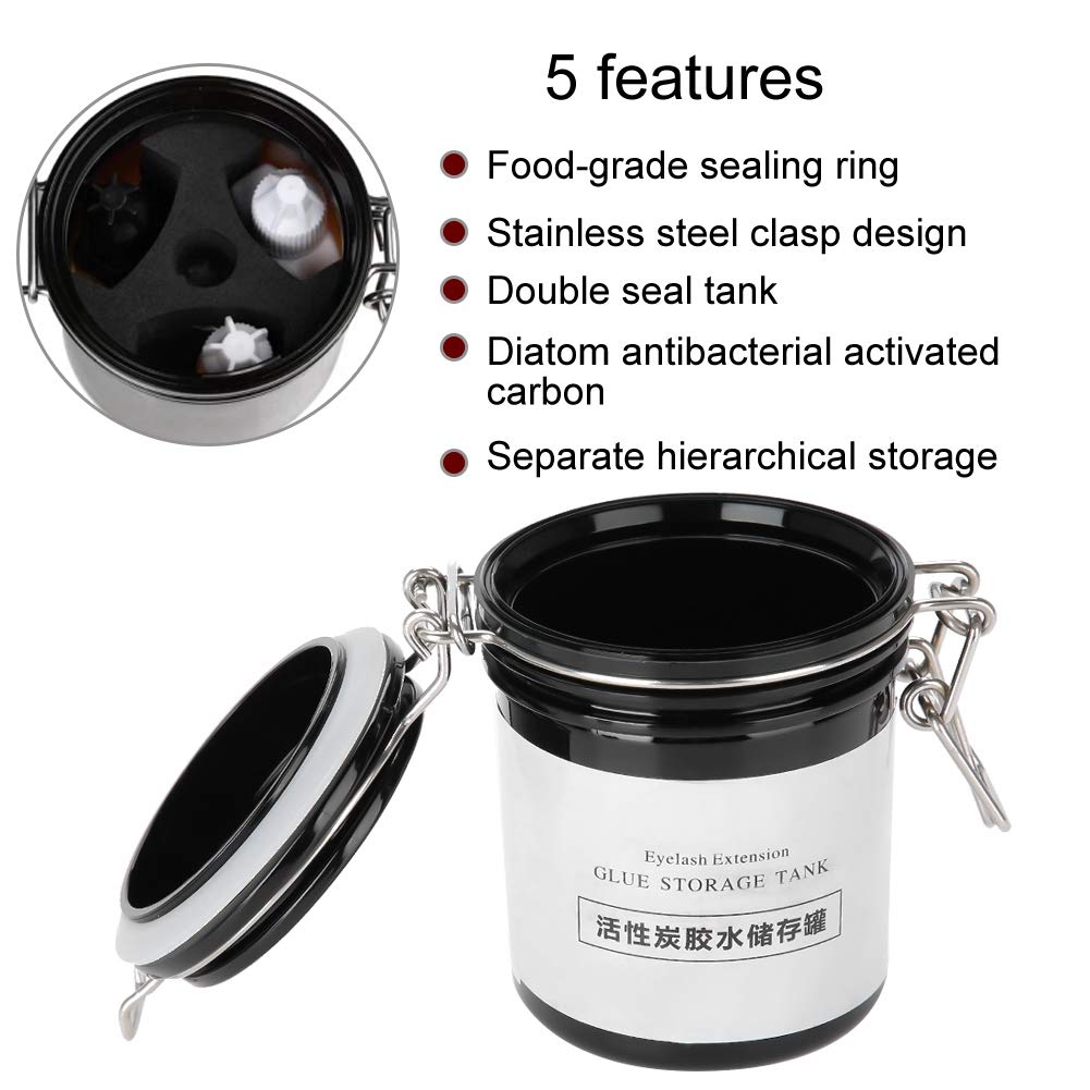 Eyelash Glue Storage Activated Carbon Sealed Storage Jar Leak Proof Container Cylinder Keep Dry and Fresh