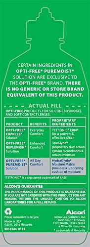 Opti-Free Puremoist Multi-Purpose Disinfecting Solution with Lens Case, 10-Ounces, 10 FL Oz (Pack of 1)