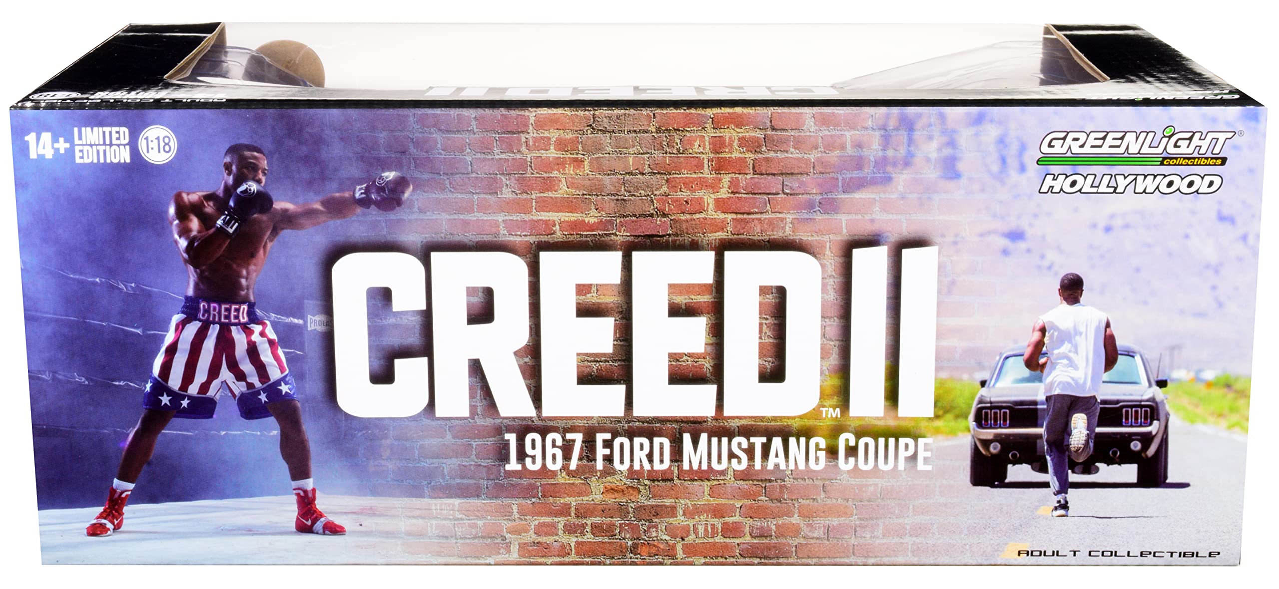 Greenlight 1967 Coupe Matt Black with White Stripes (Weathered) (Adonis Creed's) Creed II (2018) Movie 1/18 Diecast Model Car 13626