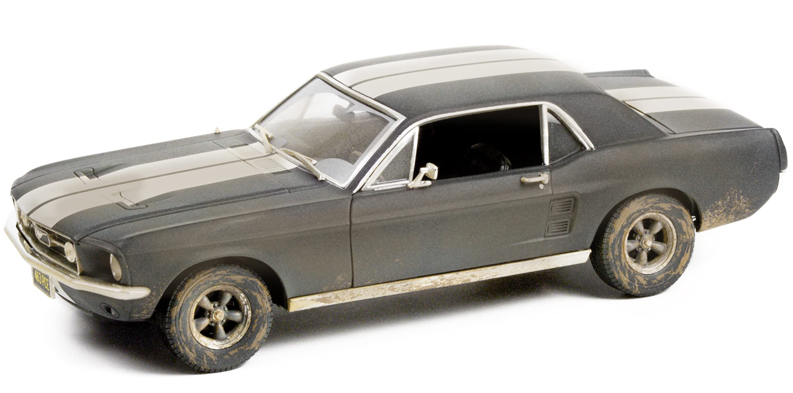 Greenlight 1967 Coupe Matt Black with White Stripes (Weathered) (Adonis Creed's) Creed II (2018) Movie 1/18 Diecast Model Car 13626
