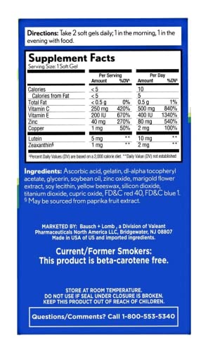 Adema Bausch + Lomb Preser-Vision AREDS 2 Formula Supplement (210ct), Lutein Nutritional Supplements,Carotenoids Nutritional Supplements by Brand Preser-Vision