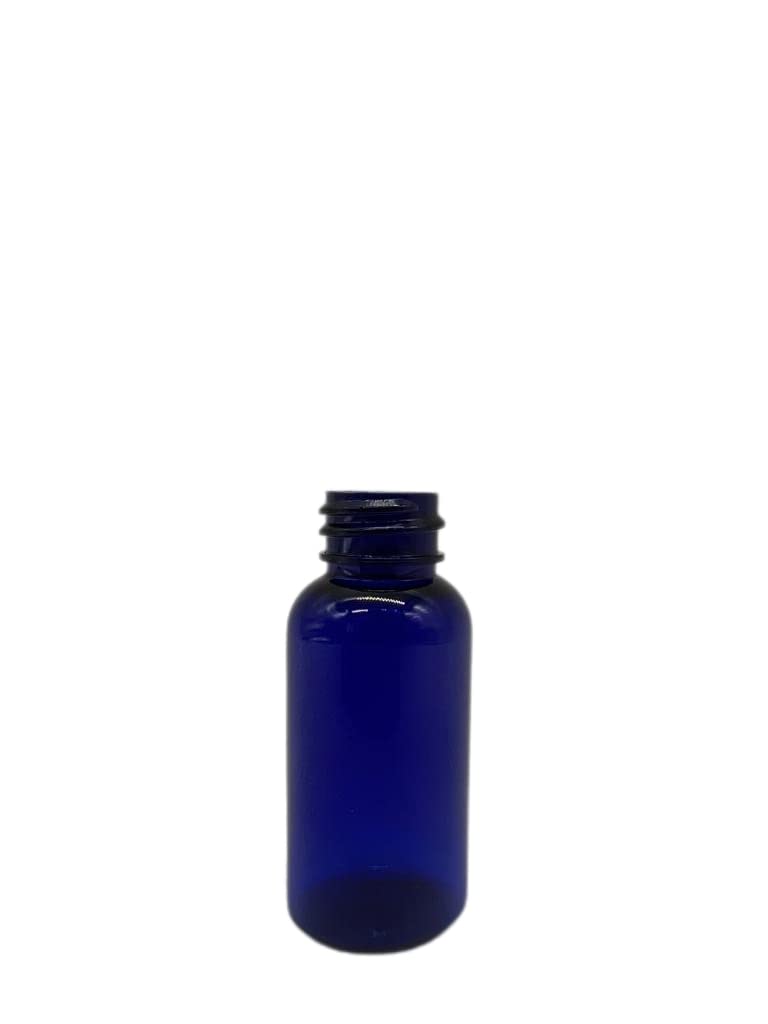 Natural Farms 1 oz Blue Boston BPA FREE Bottles - 12 Pack Empty Refillable Containers - Essential Oils Cleaning Products - Aromatherapy | Black Disc Cap - Made in the USA