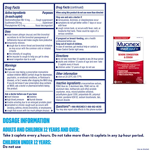 Mucinex Fast-Max Adult Severe Congestion & Cough Caplets, 20ct
