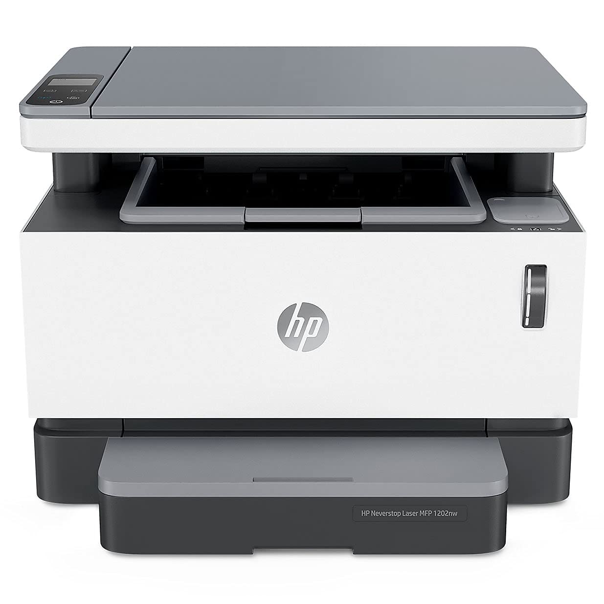 HP Neverstop Laser MFP 1202w Wireless Monochrome All-in-One Printer with cartridge-free toner tank, comes with up to 5,000 pages of toner in the box (5HG92A)