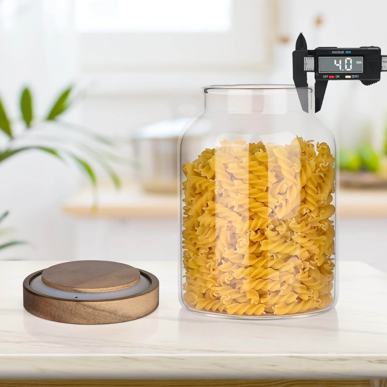 Yangbaga 2PCS Large Glass Storage jar with Lid,86 OZ Airtight Glass Food Canister Container for Kitchen Countertops BPA-Free Grain Dispenser Container for Flour/Pet Snacks/Egg/Coffee/Candy