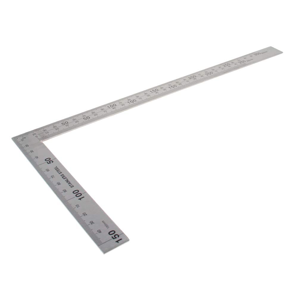 Jutagoss 150mmx300mm/(6"x12") Stainless Steel Framing Square Right Angle Ruler Thicken Try Square Ruler Tools for Carpenter Engineer 1 Pcs