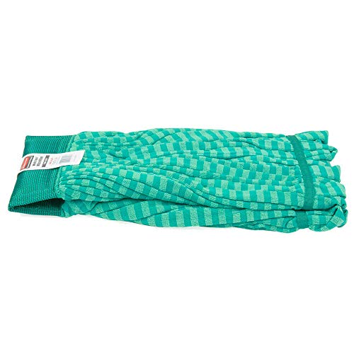 Rubbermaid Commercial Products Microfiber Tube Mop Head Replacement, Medium, 5-Inch Headband, Green, Heavy Duty Industrial Wet Mop For Floor Cleaning Office/School/Stadium/Lobby/Restaurant