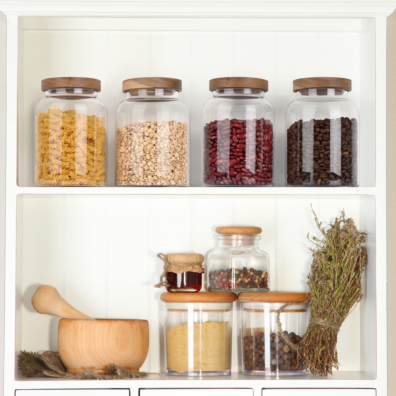 Yangbaga 2PCS Large Glass Storage jar with Lid,86 OZ Airtight Glass Food Canister Container for Kitchen Countertops BPA-Free Grain Dispenser Container for Flour/Pet Snacks/Egg/Coffee/Candy