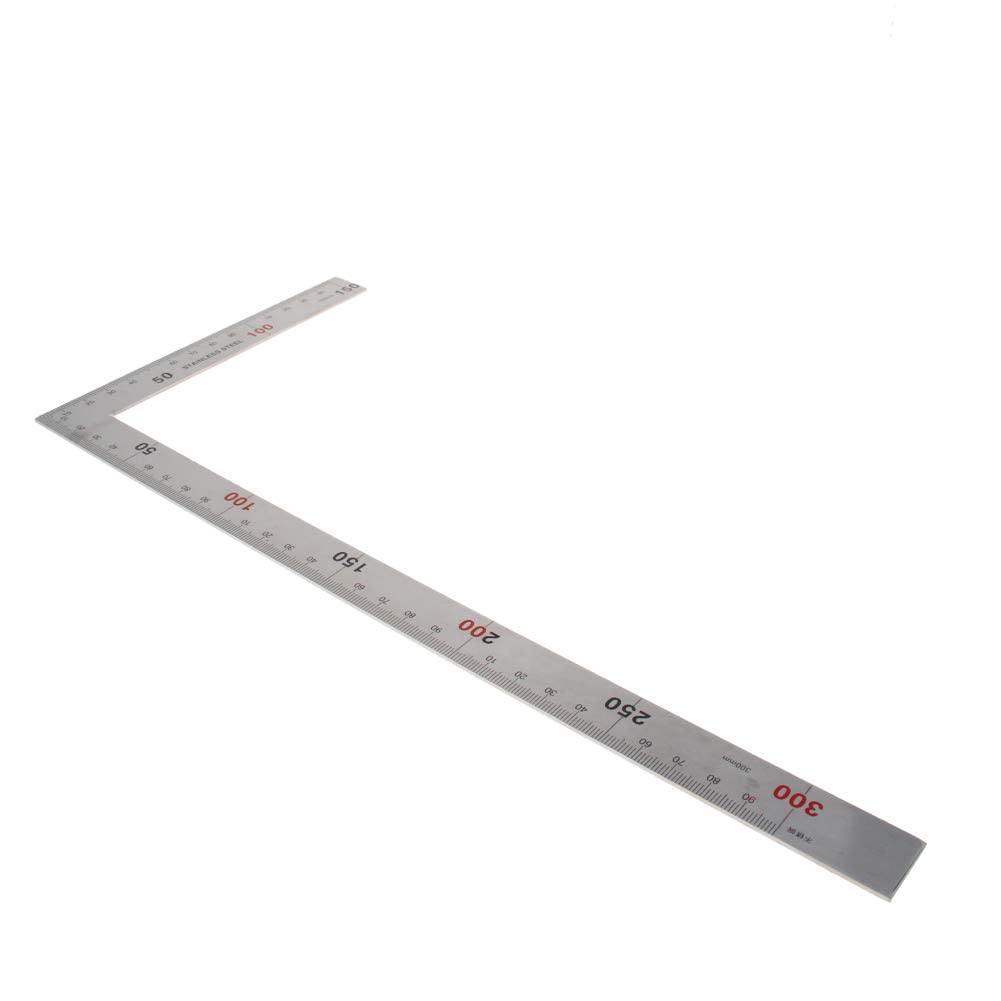 Jutagoss 150mmx300mm/(6"x12") Stainless Steel Framing Square Right Angle Ruler Thicken Try Square Ruler Tools for Carpenter Engineer 1 Pcs