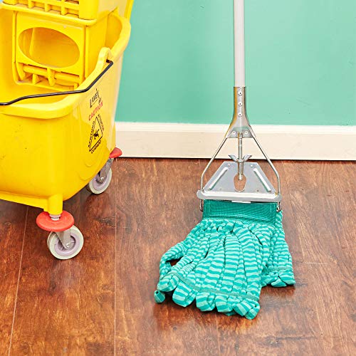 Rubbermaid Commercial Products Microfiber Tube Mop Head Replacement, Medium, 5-Inch Headband, Green, Heavy Duty Industrial Wet Mop For Floor Cleaning Office/School/Stadium/Lobby/Restaurant