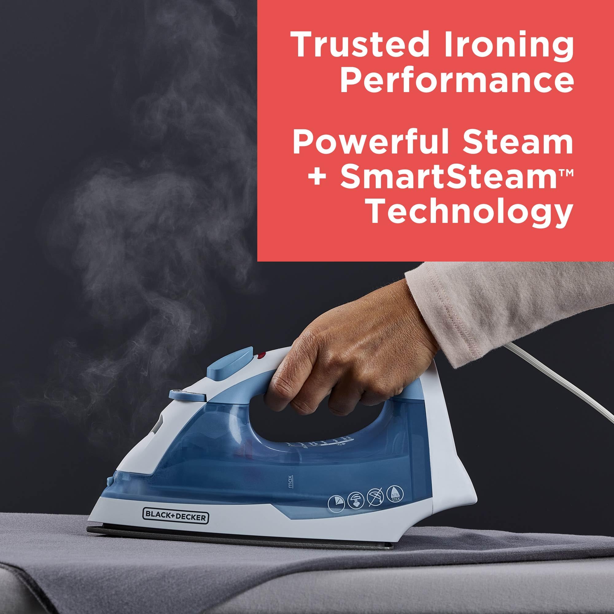 BLACK+DECKER Easy Steam Compact Iron, IR40V , Blue